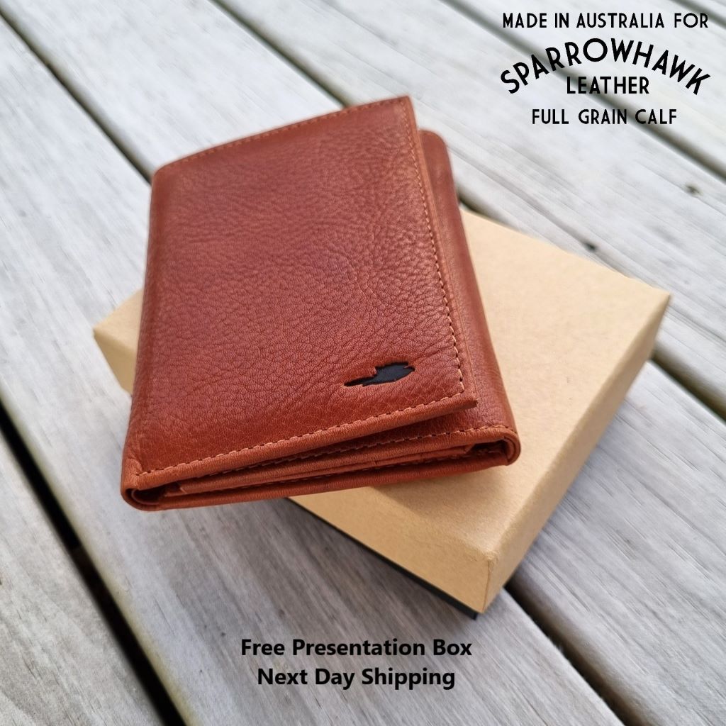 Hawk Compact Trifold Mens wallet, 14 card slots, Whisky calf leather ...