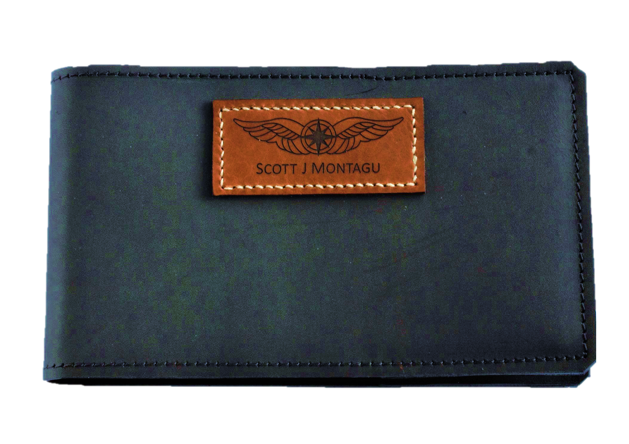 FAA PPL Pilot Logbook Cover - Black Leather with engraved name & wings ...