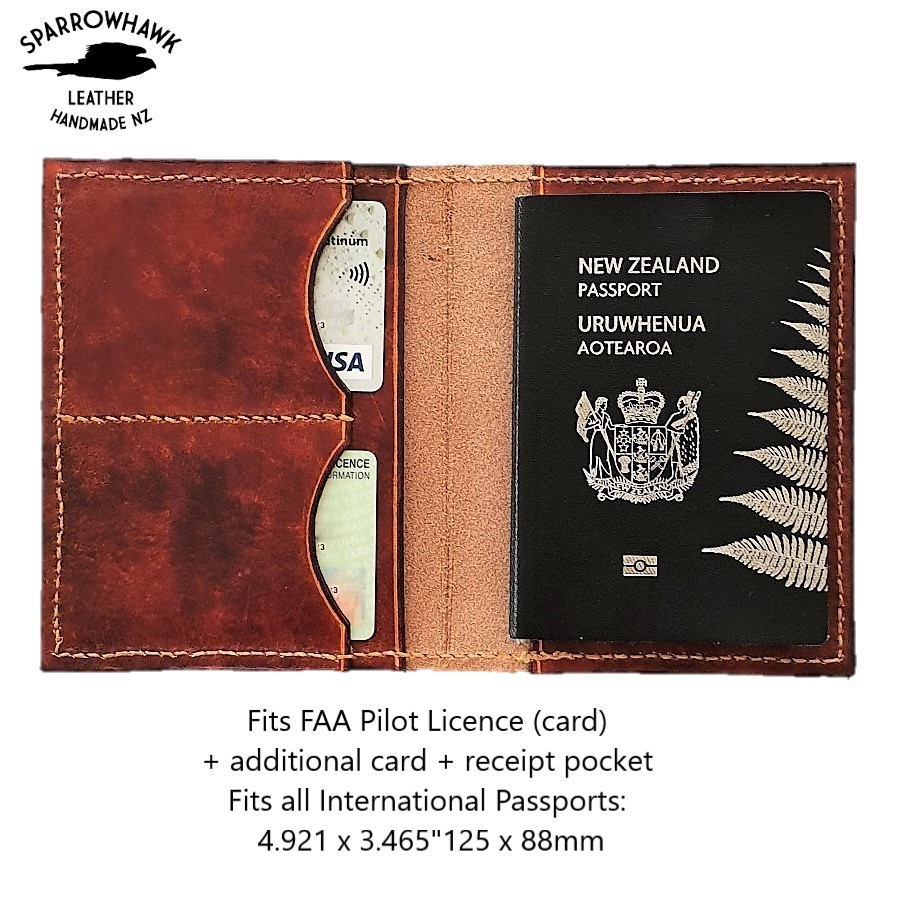 Leather Pilot FAA License & Passport Wallet with intials – Sparrowhawk ...