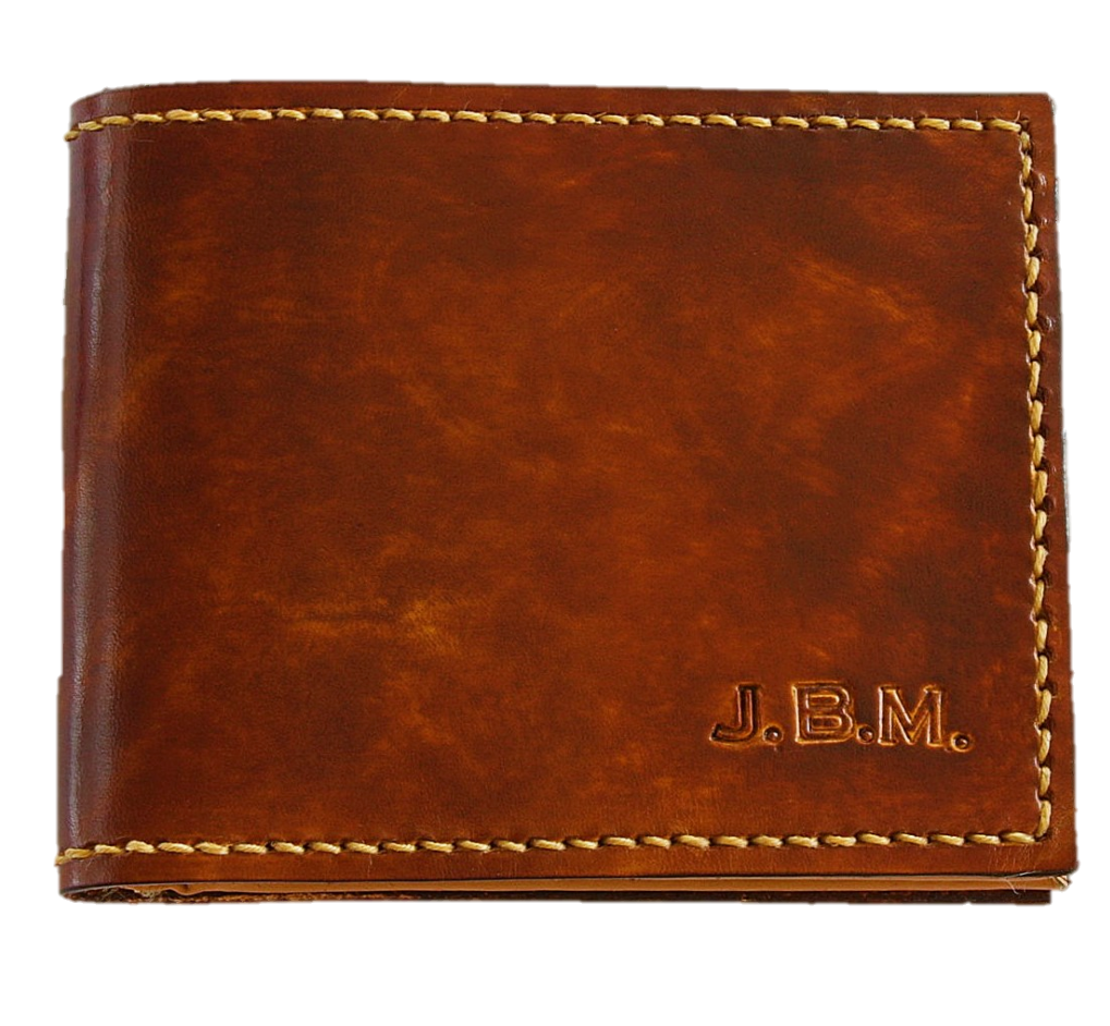 Slimline Billfold Wallet (display) - Tan Interior - Embossed Initials ...