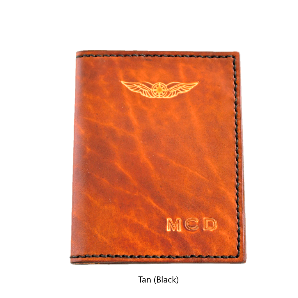 Leather Pilot NZCAA Licence & Medical Certificate Wallet with intials ...