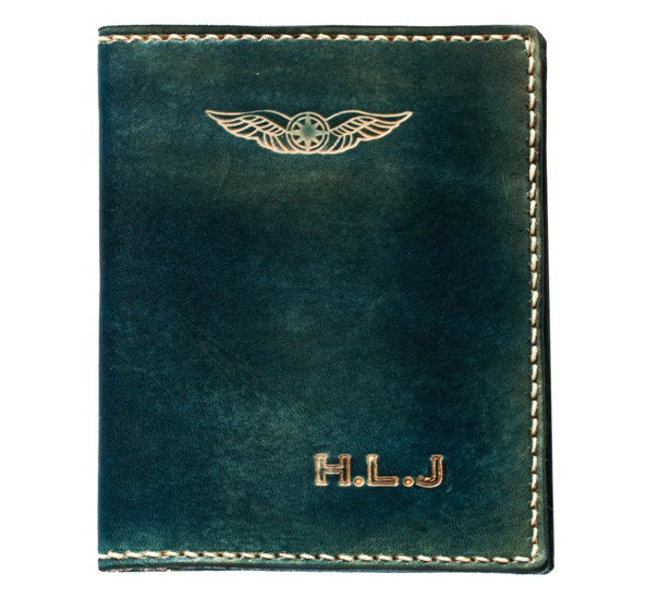 Leather Pilot NZCAA Licence & Medical Certificate Wallet with intials ...