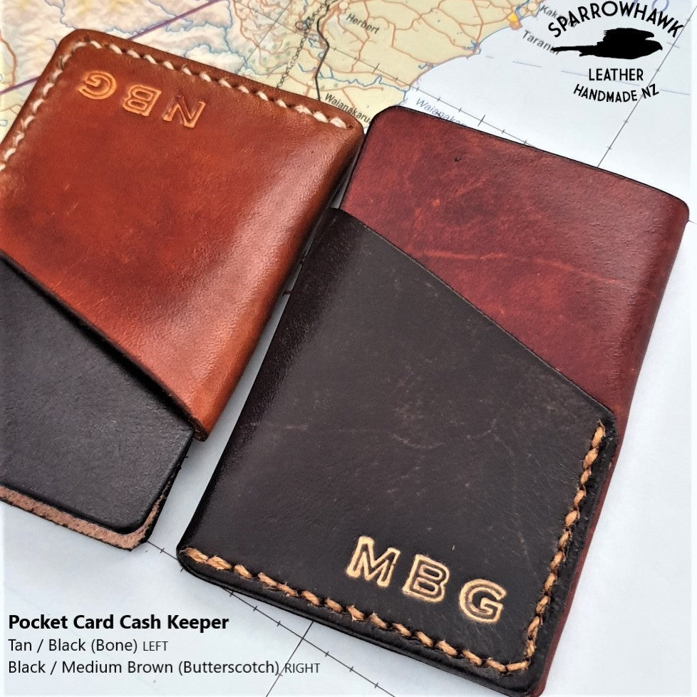 Handmade Leather Card Holder Wallet NZ with embossed initials ...